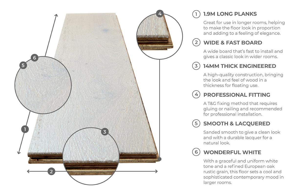 Rustic Oak Flooring 14mm x 190mm Winter Matt Lacquered - London Floors ...