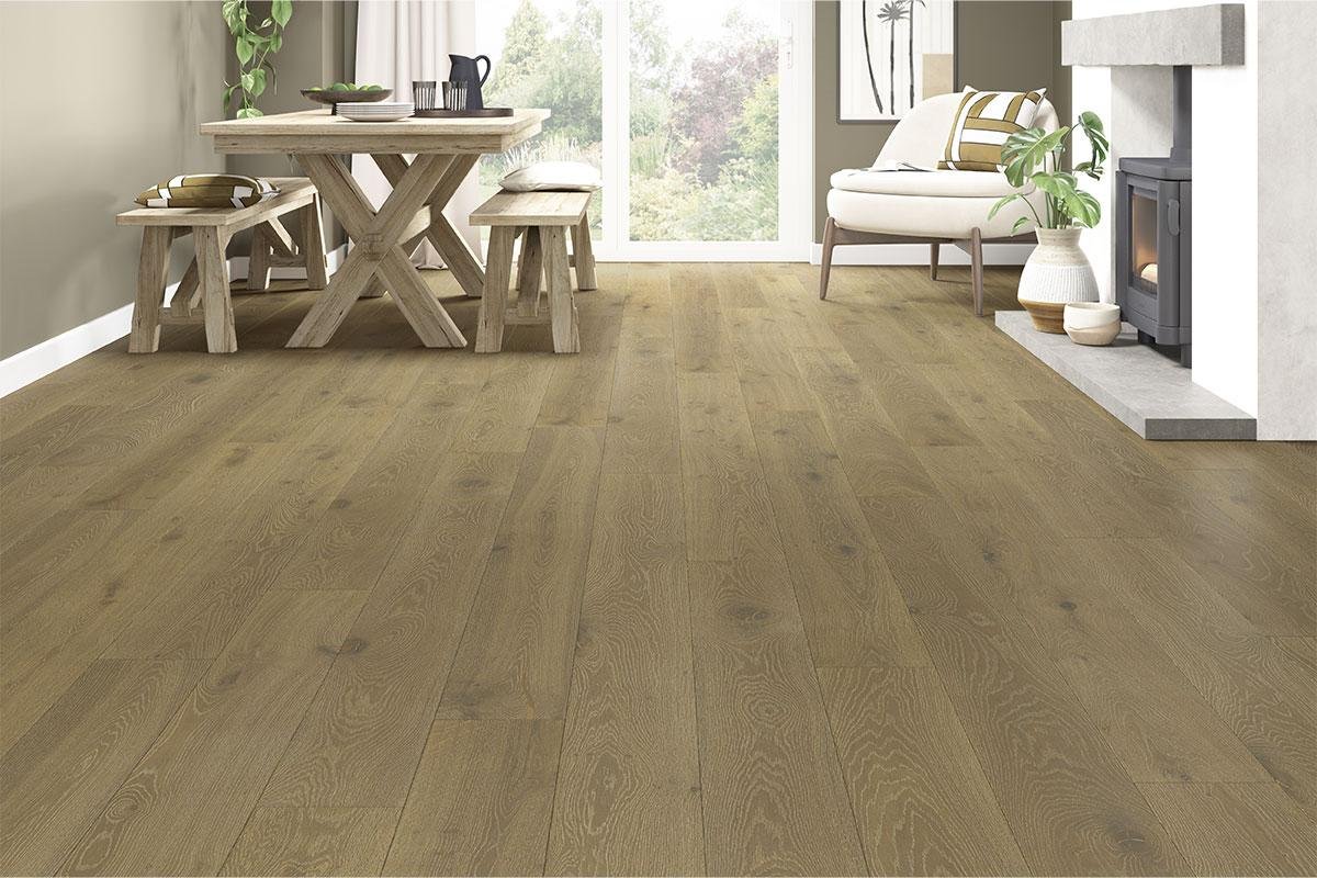 Rustic Oak Flooring 14mm x 190mm Stone Grey Oiled - London Floors Direct